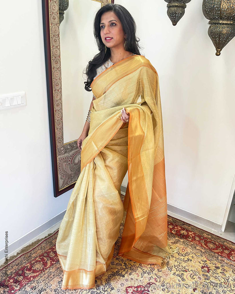 EE-W01775 Gold Tissue Sari – sakhifashions