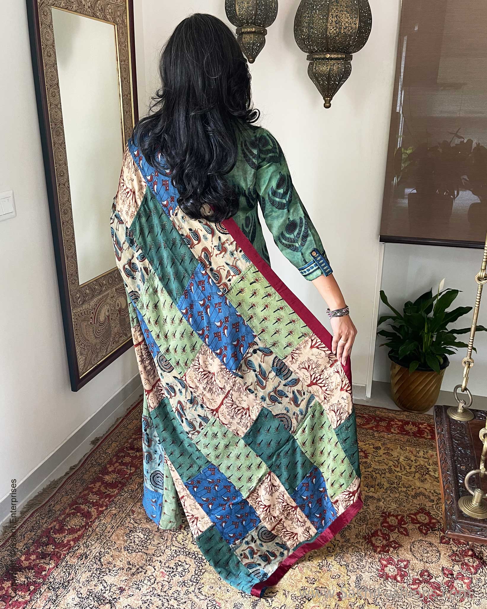 Ajrakh Block print Silk Dupatta | Sakhi Fashions – sakhifashions