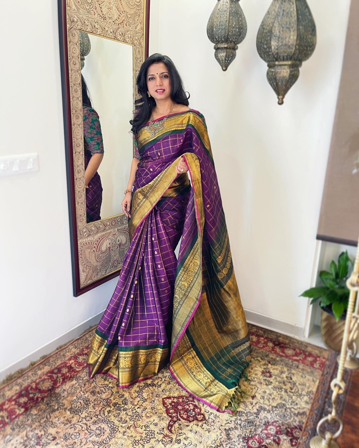 Purple Green Cotton silk Gadwal Silk Saree | Sakhi Fashions – sakhifashions