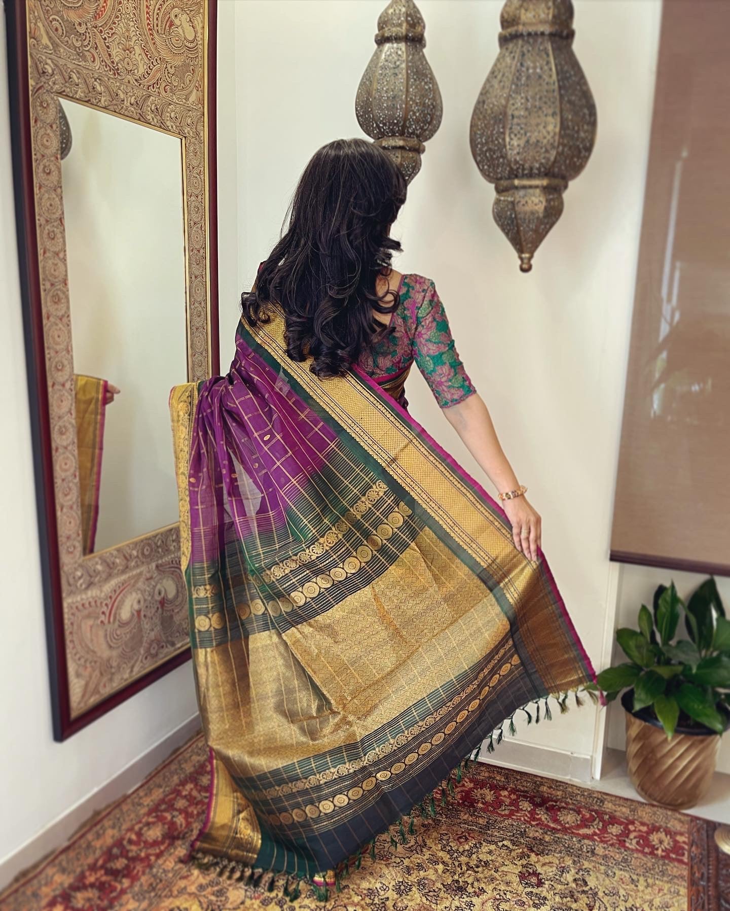 Purple Green Cotton silk Gadwal Silk Saree | Sakhi Fashions – sakhifashions