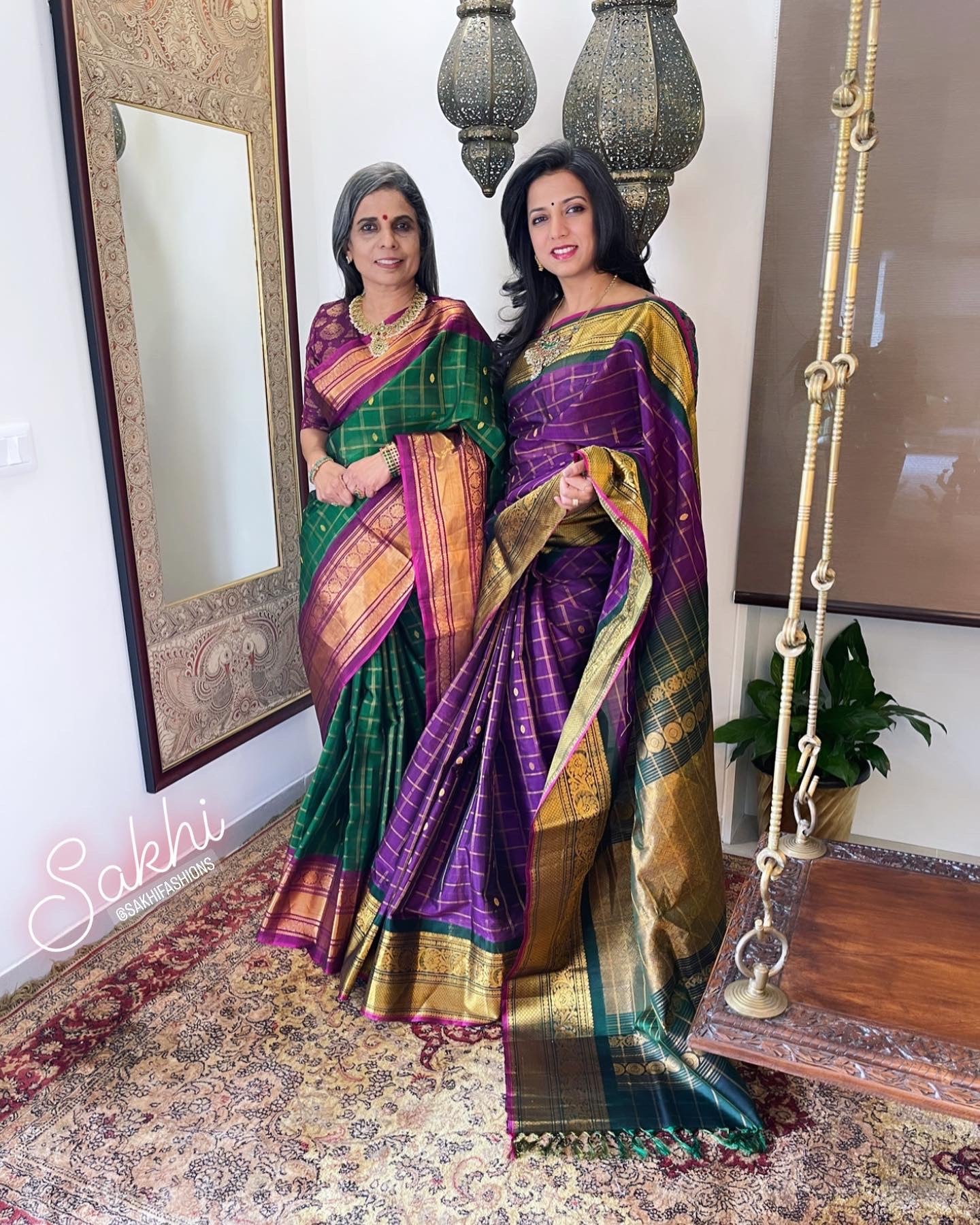 Purple Green Cotton silk Gadwal Silk Saree | Sakhi Fashions – sakhifashions