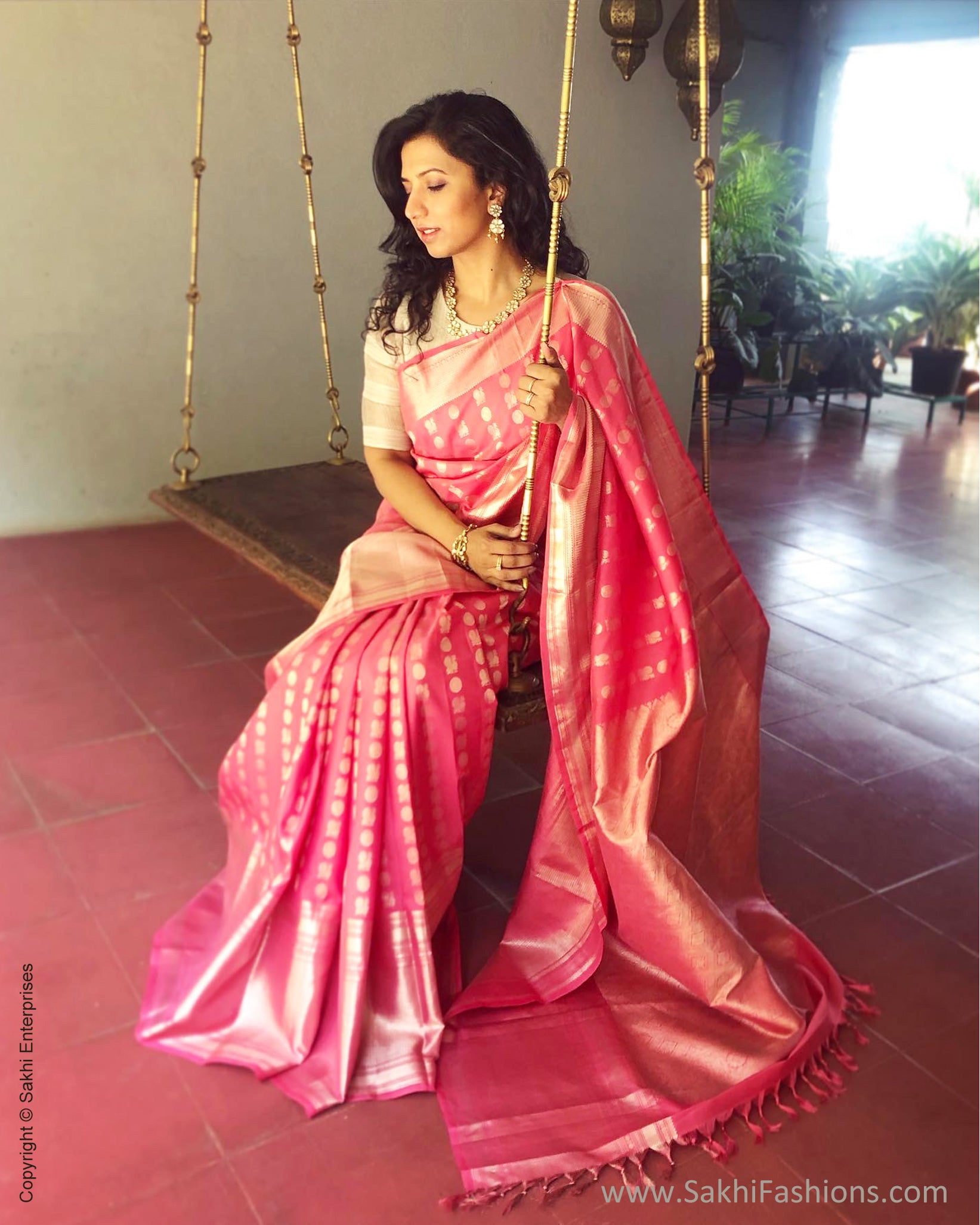 EE-R28031 Pink Silver Kanchi – sakhifashions