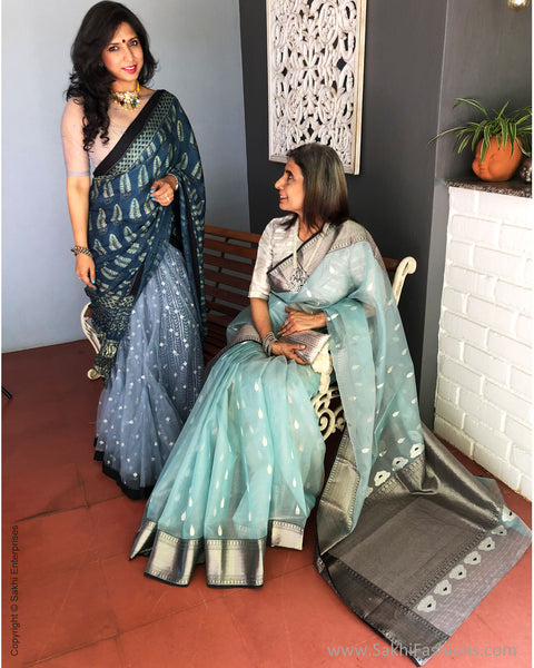 EE-S38351 Blue Katan Chanderi – sakhifashions