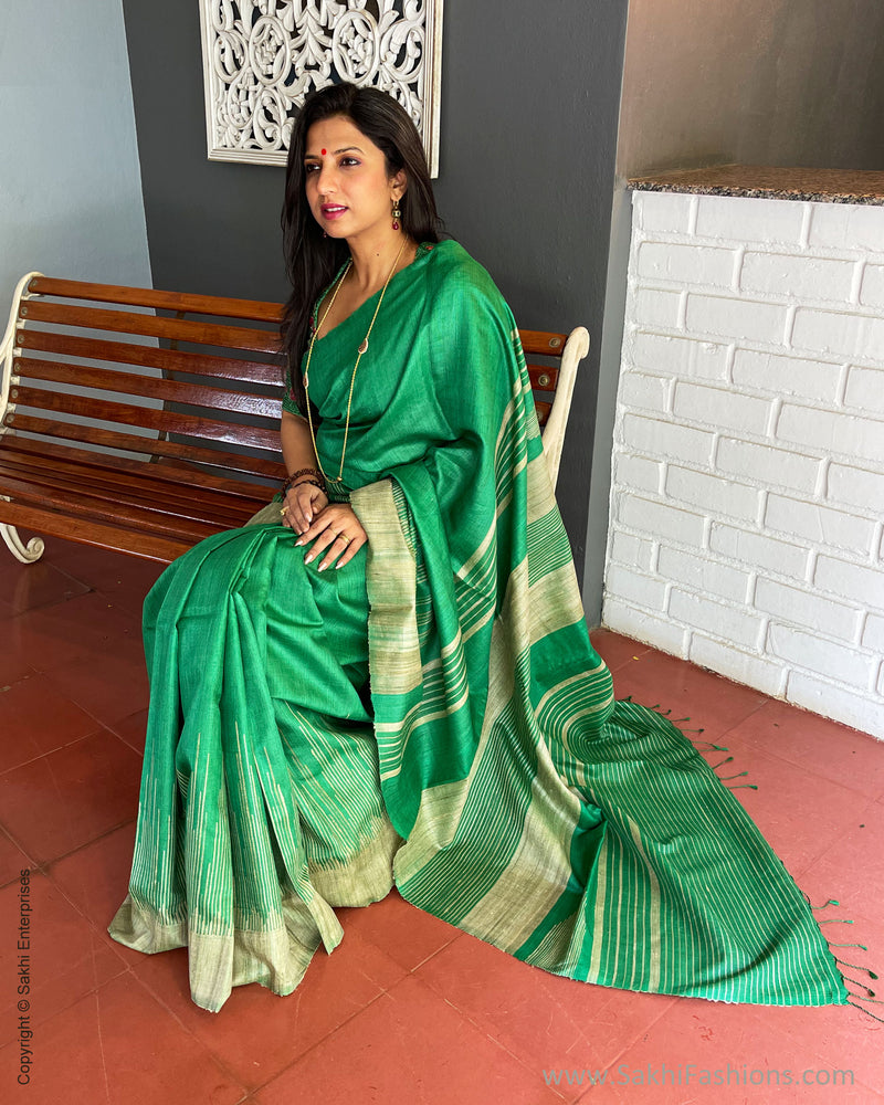 EE-S40831 Green Tussar Sari – sakhifashions