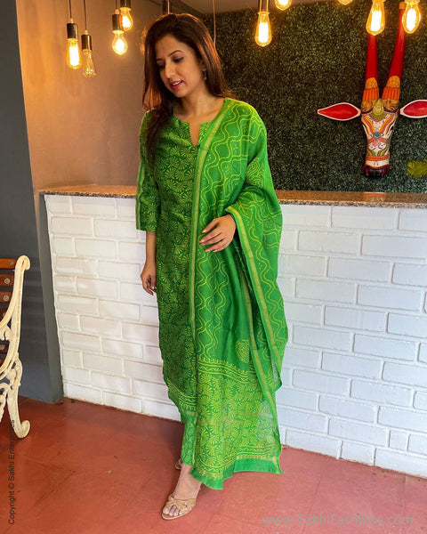 Green Chanderi Chudidhar salwar set | EE-S42889 | SakhiFashions ...
