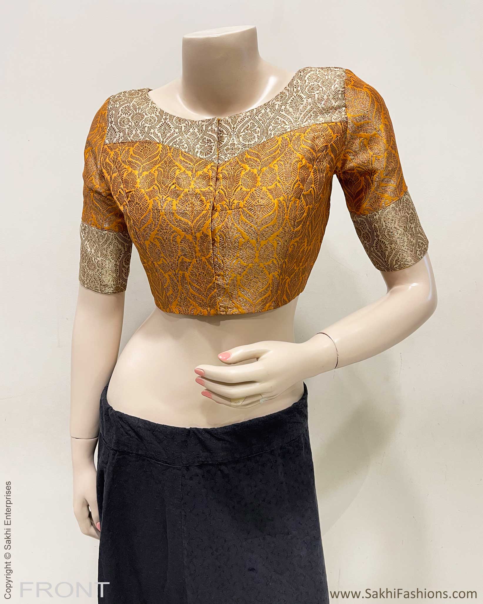 Yellow Gold Silver Pure Banarsi Silk Blouse | Sakhi Fashions ...
