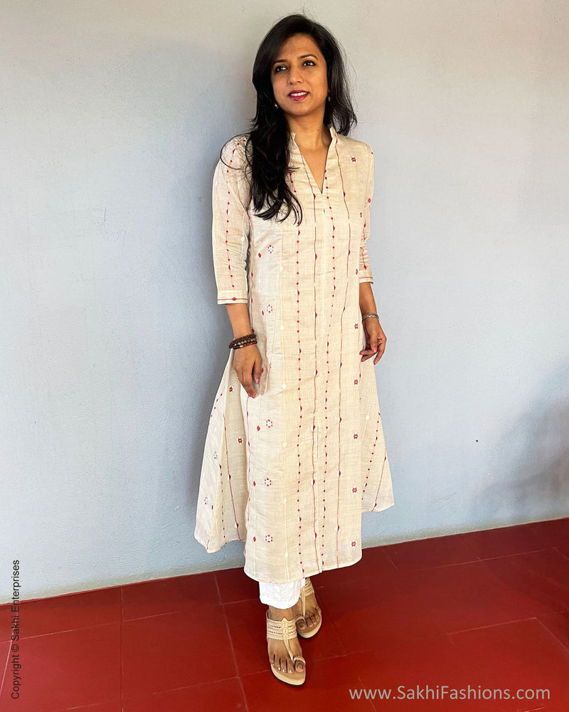 EE-S53671 Linen Red Kurtha – sakhifashions