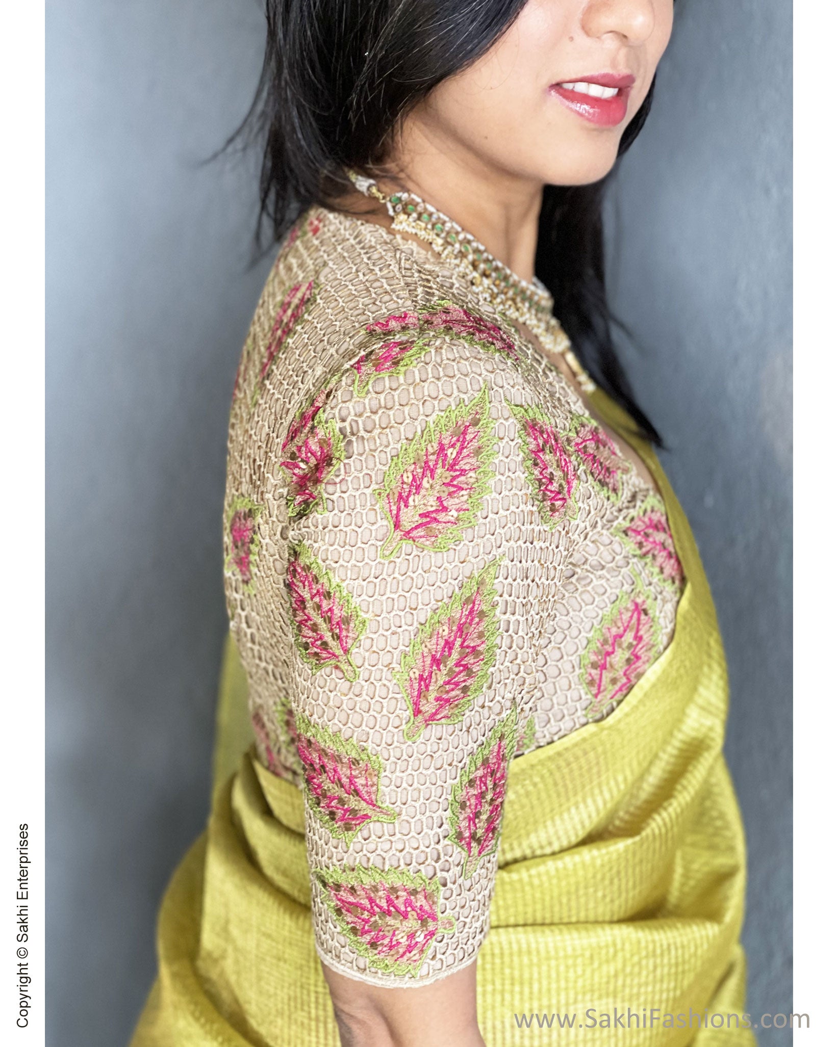 EE-V01104 Lime Tissue Tussar – sakhifashions