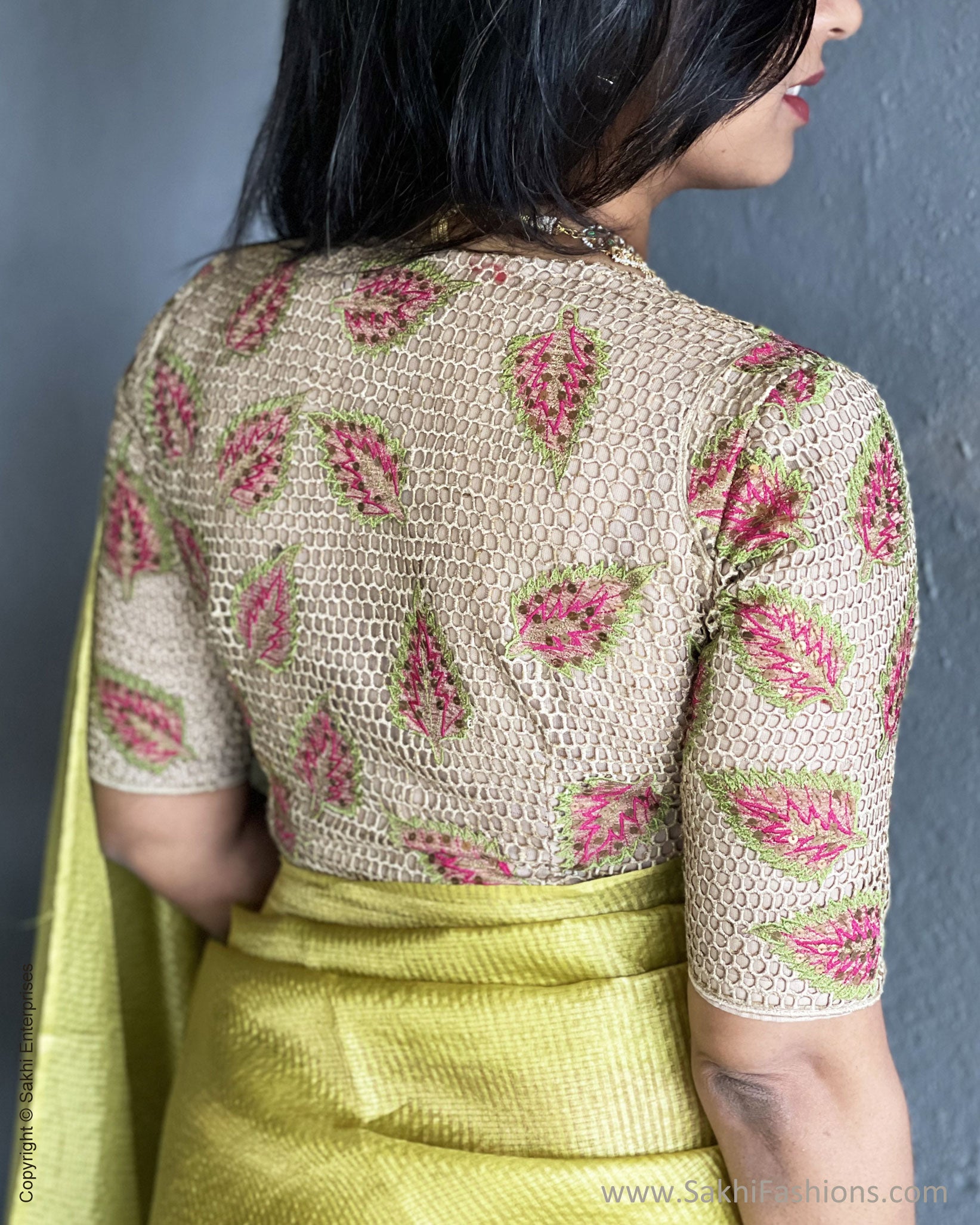 EE-V01104 Lime Tissue Tussar – sakhifashions