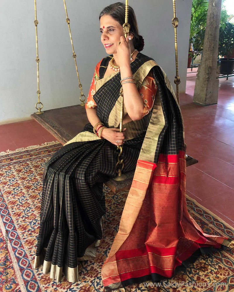 Black Red classic saree Pure Silk Saree | Sakhi Fashions – sakhifashions
