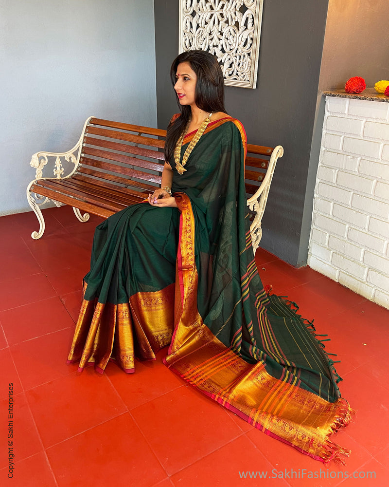 EE-S59519 Cotton Green Sari – sakhifashions