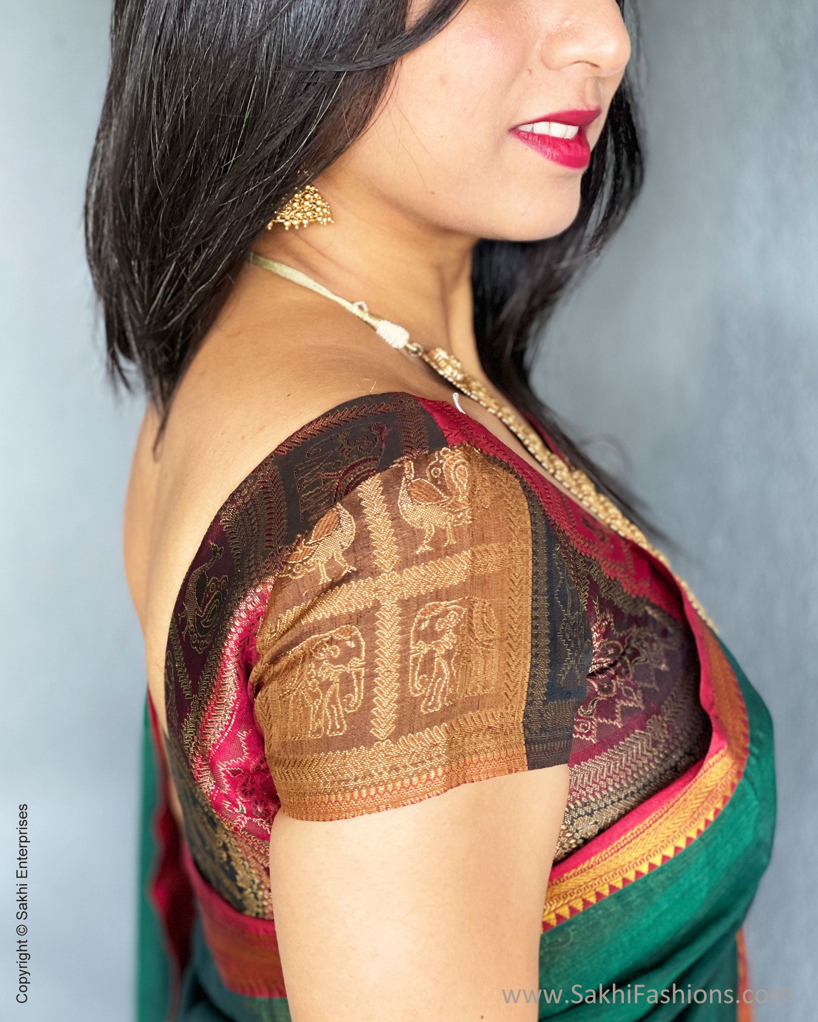 EE-S59519 Cotton Green Sari – sakhifashions