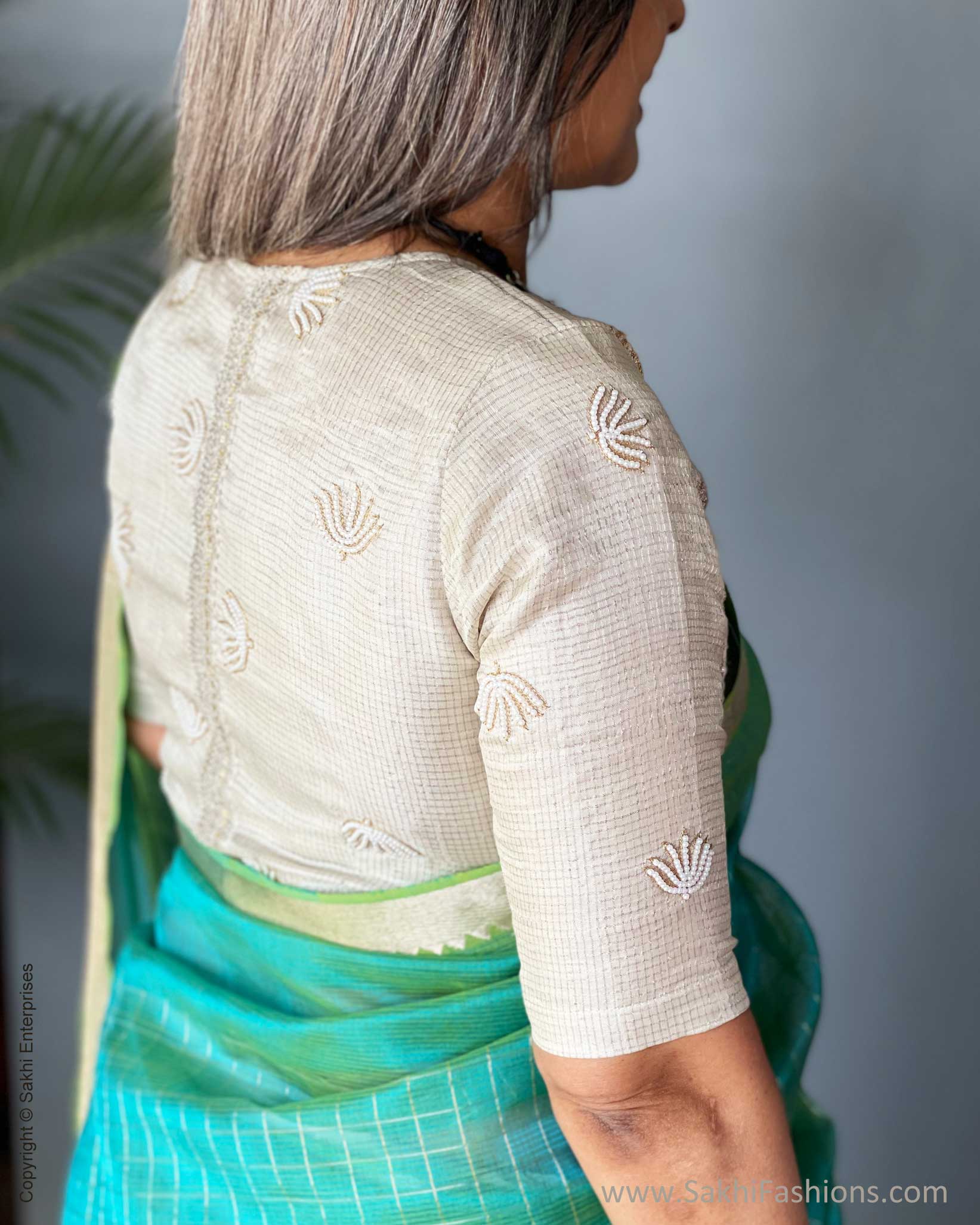 Cream Pearl Tussar Silk Blouse | Sakhi Fashions – sakhifashions