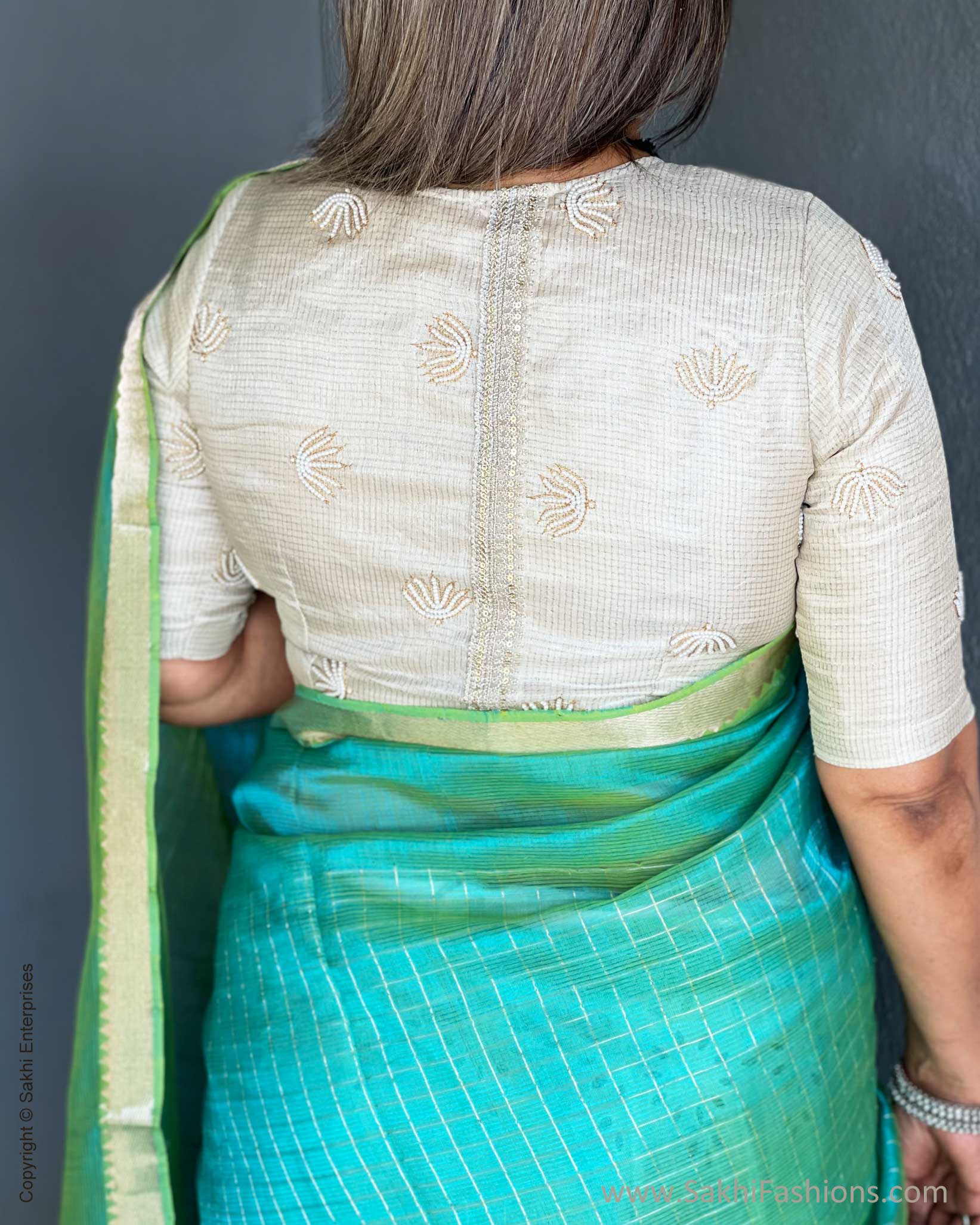 Cream Pearl Tussar Silk Blouse | Sakhi Fashions – sakhifashions