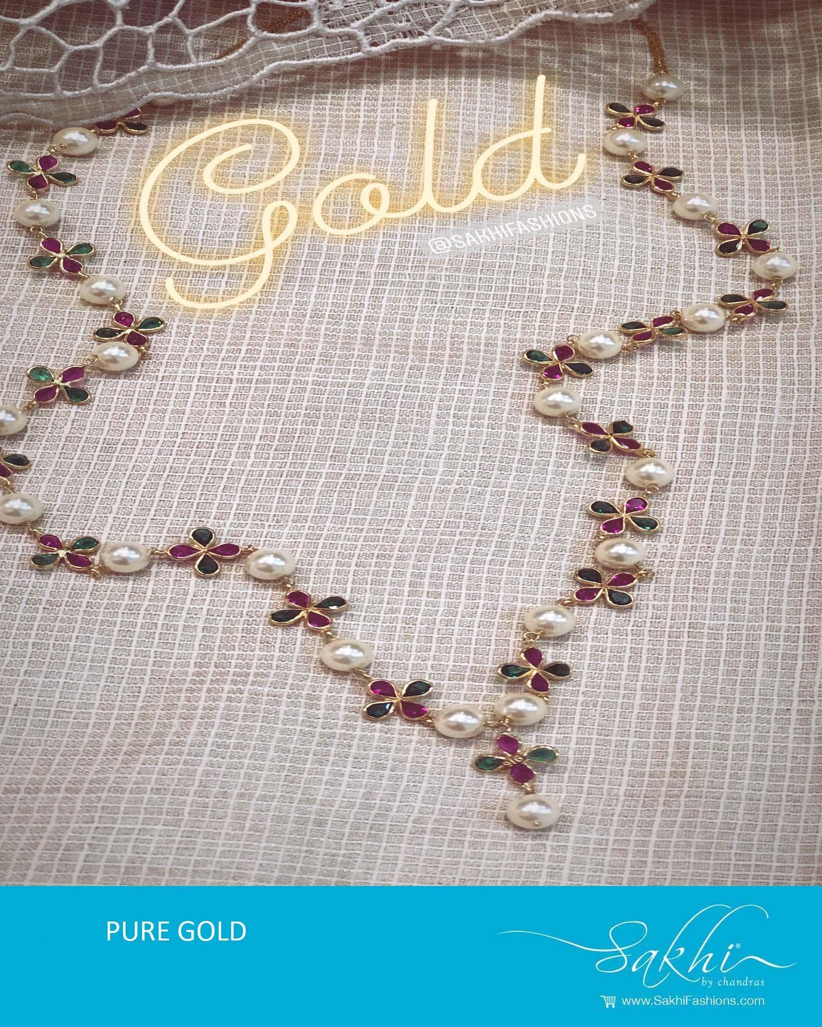 Multi & Gold Pearl chain | Sakhi Fashions – sakhifashions