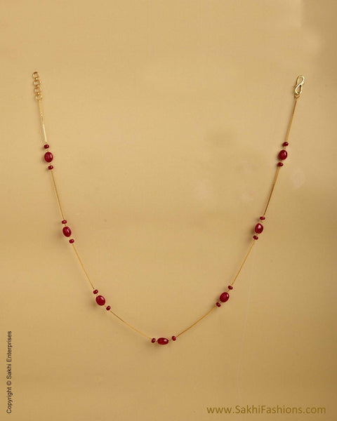 Yellow & Red Pure Gold Ruby Chain | Pure Gold | SakhiFashions ...