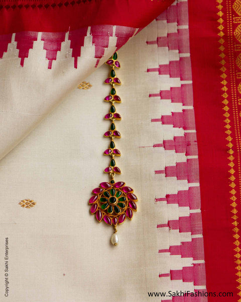 Ruby Red & Emerald Green & Gold Silver Maang Tika | Sakhi Fashions ...