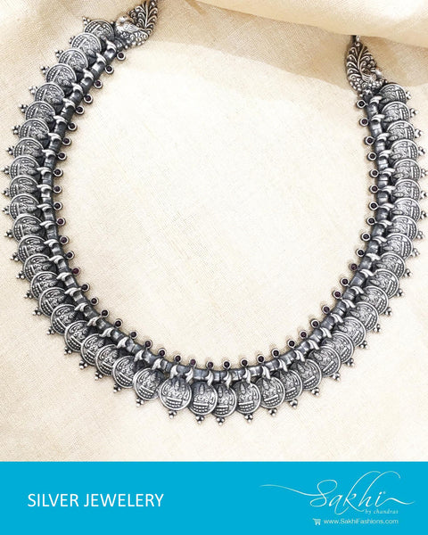 Silver & Red Pure Silver Mala | Sakhi Fashions – sakhifashions